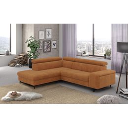 Ecksofa COTTA, B:262cm H:97cm T:215cm, braun, Wohnzimmer, Sofas, "Emma L-Form, B: 262 cm", mit Kopfteilverstellung, optional Schlaffunktion &
