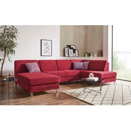 Sit & More Wohnlandschaft SIT & MORE, B:319cm H:89cm T:190cm, rot, Sofas, "Clio U-Form", wahlweise mit Schlaffunktion und Bettkasten, inklusive Federkern