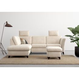 Ecksofa Home Affaire, B:252cm H:86cm T:213cm, beige, 100% Polyester, Wohnzimmer, Sofas, "Trelleborg L-Form", optional Schlaffunktion und Bettkasten,