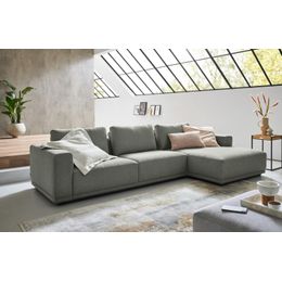 Ecksofa Musterring, B:316cm H:78cm T:166cm, grau, 94% Polyester, 6% Nylon, Wohnzimmer, Sofas, "JustB PM200, Holzrahmen in schwarz, wahlw. Sitzvorzug,