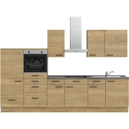 K&uuml;chenzeile Nobilia, B:330,3cm H:216,6cm T:60cm, braun, Komplettk&uuml;chen-Sets, ""Structura I", NEU: individuell anpassbar mit gratis Profi-Beratung",