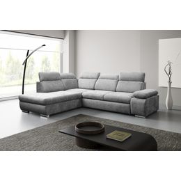 Ecksofa WERK2, B:280cm H:86cm T:230cmgrau, Wohnzimmer, Sofas, "Alicante 280 x 230 cm Cord L-Form, modern und bequem", Chenille, L-Form, XXL,