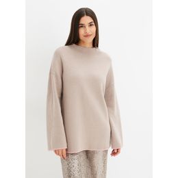bonprix Damen Strickpullover "Wende-Pullover aus Feinstrick", grau, Gr. 32, kontrastfarbene Details, mehrfarbig, unifarben, Feinstrick;Doubleface,