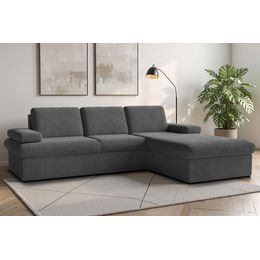 Sit & More Ecksofa SIT & MORE, B:247cm H:82cm T:171cm, grau, 100% Polyester, Wohnzimmer, Sofas, "Moreno L-Form, B: 247 cm", mit Armteilverstellung, optional