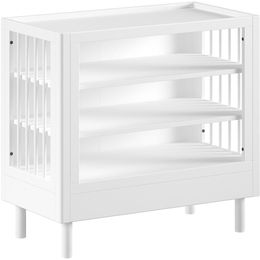 Mehrzweckregal Vipack, B:100cm H:95cm T:55cm, wei&szlig;, Massivholz, Regale, "hochwertig und stabil gebaut, seitlich Sprossen, Buche massiv lackiert", mit