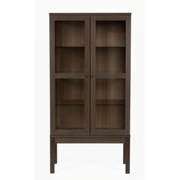 Vitrine Home Affaire, B:88cm H:170cm T:35cm, braun, Wohnzimmer, Schr&auml;nke, Holzfurnier aus Eiche, Griffe und F&uuml;&szlig;e aus massiver Eiche, FSC