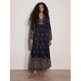 Apricot Damen Maxikleid "Boho-Maxikleid", blau, Gr. 36, uni, gewebt, Obermaterial: 88% Viskose CV. 12% Nylon NY., Kleider, mit Stickerei