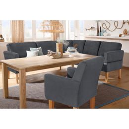 Eckbank OTTO HOME, B:255cm H:98cm T:210cm, grau, Microfaser in Antik Leder Optik aus 100% Polyester, Esszimmer, Sitzb&auml;nke, "Fehmarn", wahlweise