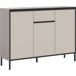 Sideboard Home Affaire, B:136cm H:101cm T:38cm, beige, Wohnzimmer, Sideboards, "NORT, H&ouml;he: 101cm, mit Metall Stabfu&szlig;, 3 T&uuml;ren, 1 Schubkasten",