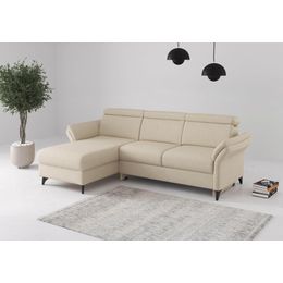 Sit & More Ecksofa SIT & MORE, B:253cm H:84cm T:166cm, beige, 100% Polyester, Wohnzimmer, Sofas, "Glendale, L-Form", inkl. Kopfteilverstellung,wahlweise mit