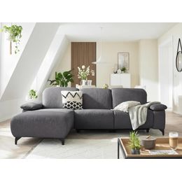 Ecksofa Musterring, B:280cm H:83cm T:180cm, grau, 100% Polyester, Wohnzimmer, Sofas, "MR370 mit/ohne Relaxfunktion, verschiedene Unterfederungen zur