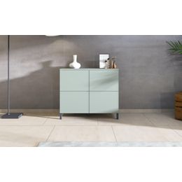 borchardt M&ouml;bel Kommode BORCHARDT M&Ouml;BEL, B:93cm H:80cm T:35cm, gr&uuml;n, Holzwerkstoff, Flur, Sideboards, "Haama, Sideboard mit Metallf&uuml;&szlig;en, Push-to-open-Technik, Breite