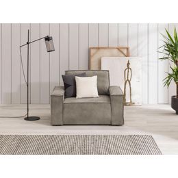 Sessel OTTO HOME, B:120cm H:85cm T:86cm, grau, 100% Polyester, Wohnzimmer, Sessel, "SHERWOOD Vintage Lederoptik Sessel", passend zur Polster-Serie