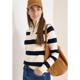 Cecil Damen Troyeruniversal blau, Gr. XL, gestreift, Strick, Obermaterial: 37% Baumwolle, 34% Polyacryl, 26% Polyester, 3% Elasthan, Pullover,