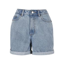 Urban Classics Damen Stoffhose "Urban Classics Damen Ladies High Waist Boyfriend Shorts", blau, Gr. 26, unifarben, 100% Baumwolle, Hosen