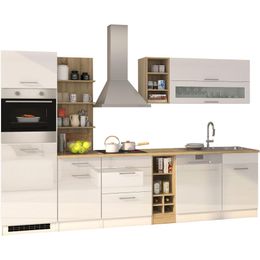 K&uuml;chenzeile KOCHSTATION, B:310cm T:60cm, wei&szlig;, Komplettk&uuml;chen-Sets, "KS-Mailand", mit E-Ger&auml;ten, Breite 310 cm