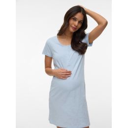 MAMALICIOUS Damen Umstandsnachthemd "MLMIRA SOLID JRS NIGHTGOWN 2F A. E. NOOS", Gr. XS, blau, Jersey, Obermaterial: 100% Baumwolle, unifarben,
