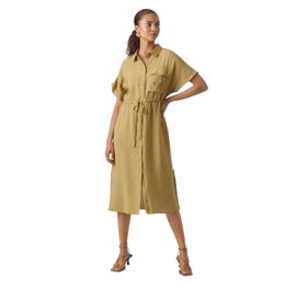 V&eacute;ro Moda Vero Moda - "Iris" Midi Hemd Kleid f&uuml;r Damen, Mit Kragen (Khaki)