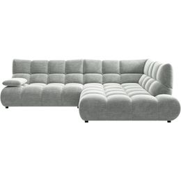 Ecksofa Home Affaire, B:289cm H:85cm T:215cm, grau, 100% Polyester, Wohnzimmer, Sofas, "Cozy Bubble, mit klappbarer Armlehne, Breite 289 cm", mit