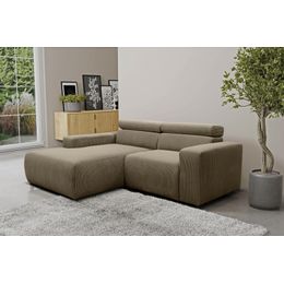 Ecksofa DOMO collection, B:214cm H:80cm T:175cm, braun, 100% Polyester, Wohnzimmer, Sofas, "BRANDON inkl. Kopfteilverstellung, 214x100x80 cm,