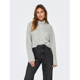 Only Damen Rollkragenpullover "ONLMELANIE L/S ROLLNECK PULLOVER KNTNOOS", grau, Gr. M, meliert, unifarben, Strick, Obermaterial: 54% Polyester, 41%