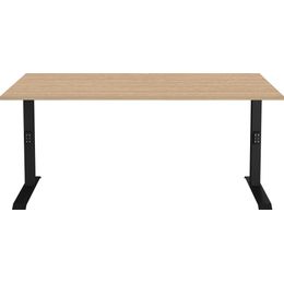 Schreibtisch Germania, B:160cm H:91cm T:80cm, braun, B&uuml;ro, Tische, "Lissabon", Fu&szlig;gestell aus Metall mit nivellierbaren Gleiter