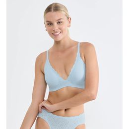 Sloggi Damen B&uuml;gelloser BH "ZERO Feel Bliss THE UP", Gr. L, blau, Spitze, Obermaterial: 76% Polyamid, 24% Elasthan, BHs, Spitzenoptik, Lift-Up