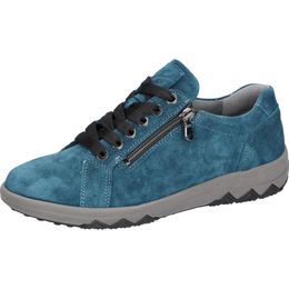Waldl&auml;ufer WALDL&Auml;UFER Damen Schn&uuml;rschuh "H-Teresa", Gr. 3, blau, Veloursleder, Schuhe, Sneaker, Halbschuh, Bequemschuh in Komfortweite H