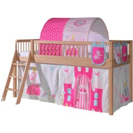 Spielbett Vipack, B:135,5cm H:114cm L:207,5cm, rosa, Kinderzimmer, Betten, "Forrest, Absturzschutz mit Sprossen-Optik, Pfostenst&auml;rken ca. 50x50mm",