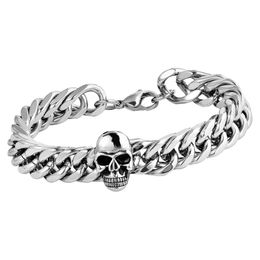 Adelia&acute;s ADELIA ́S Damen Armband "Armband &ndash; Panzerarmband Totenkopf aus Edelstahl 24 cm", 24cm, Edelstahl, silber, Edelstahl, Armb&auml;nder, Zum Verschenken &ndash;
