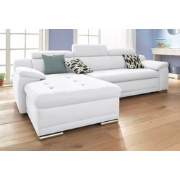 Sit & More Ecksofa SIT & MORE, B:270cm H:93cm T:165cm, wei&szlig;, Kunstleder SOFTLUX;Struktur ( 100% Polyester), Wohnzimmer, Sofas, "Top Andiamo L-Form", wahlweise