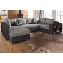 Wohnlandschaft Collection AB, B:294cm H:80cm T:92cm, schwarz, Kunstleder SOFTLUX / Struktur ( 20% Polyacryl, 80% Polyester );Zierkissen: 100%