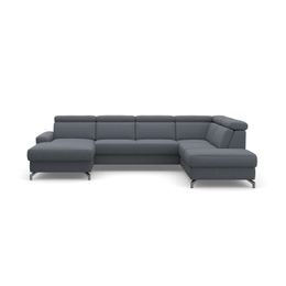 Sit & More Wohnlandschaft SIT & MORE, B:333cm T:226cm, blau, Sofas, "Scarlett U-Form", inklusive Kopfteilverstellung, optional Schlaffunktion & Bettkasten