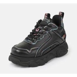 Buffalo Herren Plateausneaker "CLD CHAI", Gr. 45, schwarz, Lederimitat, Schuhe, Chunky Sneaker, Halbschuh, Schn&uuml;rschuh mit Logoschriftzug