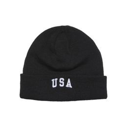 MisterTee Herren Beanie "MisterTee USA Beanie", schwarz, Kunstfaser, M&uuml;tzen