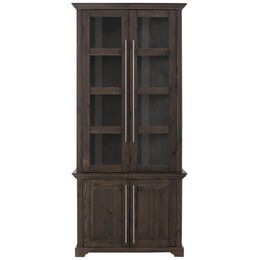 Vitrine OTTO HOME, B:94cm H:210cm T:39cm, grau, Massivholz, Wohnzimmer, Schr&auml;nke, "Melissa", aus massiver Kiefer, FSC zertifiziert, Breite 94 cm