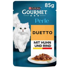 Gourmet Perle Duetto mit Huhn und Rind Katzen-Nassfutter Alleinfuttermittel 26x85g