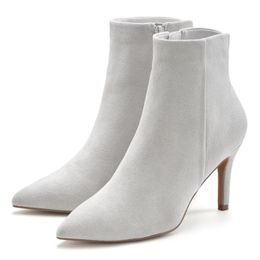 Lascana Damen High-Heel-Stiefelette "Sommerstiefelette, Stiefel", Gr. 43, grau, Obermaterial: 100% Textilmaterial. Decksohle: 100% Lederimitat.