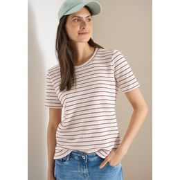 Cecil Damen Rundhalsshirt, rosa, Gr. XL, gestreift, Web, 55% Baumwolle, 45% Polyester, Shirts, Rundhalsausschnitt
