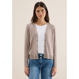 Cecil Damen Cardigan, beige, Gr. XXL, unifarben, Web, 60% Baumwolle, 40% Viskose, Strickjacken, aus Baumwolle mit Stretchanteil