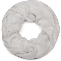 styleBREAKER Damen Loop "Loop Schal mit Perlen Applikation", grau, Modisch, Obermaterial: 50% Viskose CV. 50% Baumwolle CO., Modet&uuml;cher
