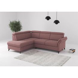Sit & More Ecksofa SIT & MORE, B:247cm H:84cm T:193cm, rosa, 100% Polyester, Wohnzimmer, Sofas, "Glendale, L-Form", inkl. Kopfteilverstellung, wahlweise mit