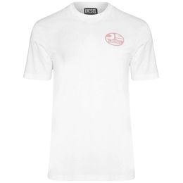 Hellweisses T-Shirt mit ovalem DS-Logo von Diesel