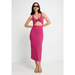 LSCN BY LASCANA Damen Midikleid, lila, Gr. 36, unifarben, Rippware, Obermaterial: 97% Baumwolle, 3% Elasthan, Kleider, aus weicher Rippware
