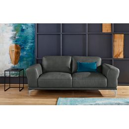 2-Sitzer W.Schillig, B:192cm H:78cm T:94cm, grau, Sofas, "montanaa Designsofa, bequem, Breite 192cm, Federkern", mit Metallf&uuml;&szlig;en in Silber matt,