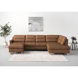 Sit & More Wohnlandschaft SIT & MORE, B:325cm H:90cm T:187cm, braun, Sofas, "Far&ouml; U-Form", inklusive Federkern, wahlweise mit Schlaffunktion und Bettkasten