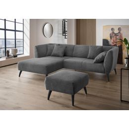 Ecksofa Home Affaire, B:255cm H:94cm T:160cm, grau, 93% Polyester, 7% Polyamid, Wohnzimmer, Sofas, "Lazio modern und bequem, schmale Armlehnen, tolle