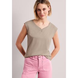 Street One Damen Shirttop, beige, Gr. 46, unifarben, Web;Stoff;Jersey, 50% Baumwolle, 50% Modal, Tops, Jersey