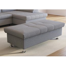 Hocker DOMO collection, B:136cm H:43cm T:64cm, silber, 100% Polyester, Wohnzimmer, Hocker, "FRANZI, elegant, komfortabel", inklusive Stauraum