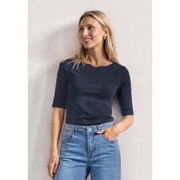 Street One Damen T-Shirt, blau, Gr. 36, unifarben, Web, Obermaterial: 50% Baumwolle, 50% Modal. Futter: 100% Baumwolle, Shirts, in Unifarbe